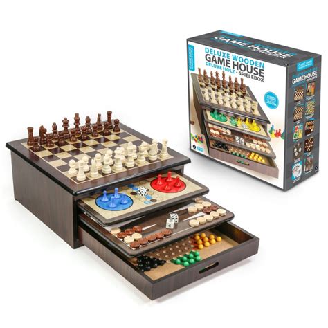 Deluxe Wooden Games House 10 Board Game Set Smyths Toys Uk
