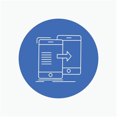 Data Sharing Sync Synchronization Syncing White Line Icon In Circle Background Vector Icon