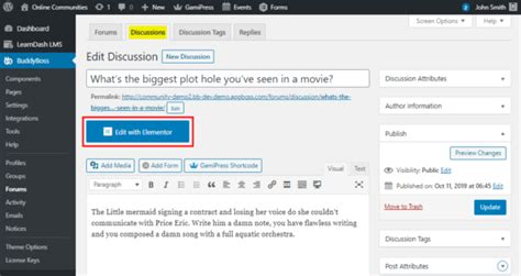 Elementor Page Builder Buddyboss