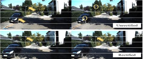 illustration of the effect of stereo rectification rectification