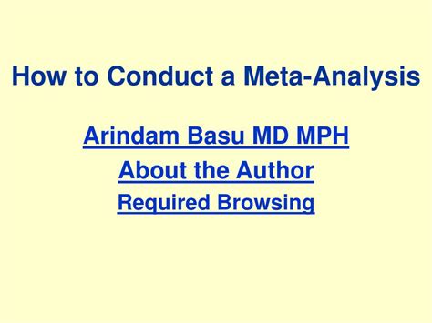 Ppt How To Conduct A Meta Analysis Powerpoint Presentation Free