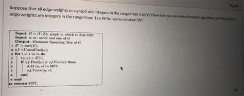 20 Pts Suppose That All Edge Weights In A Graph Are