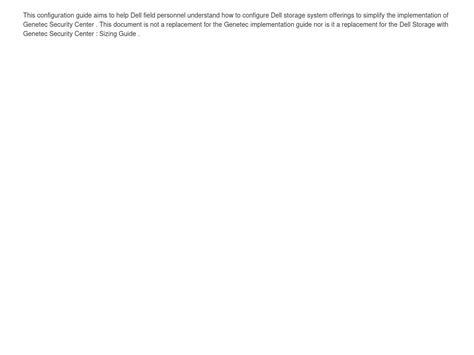 Purpose Configuration Best Practices—dell Storage Solution With Genetec Security Center Dell