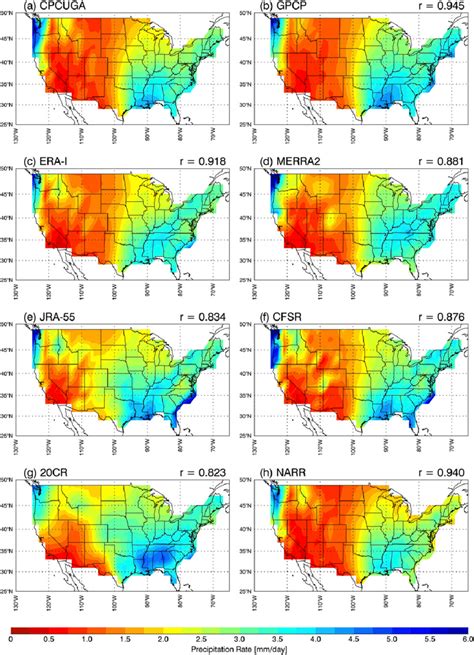 Spatial Distribution Of Annual Mean Precipitation Mm Day 21 For A Download Scientific