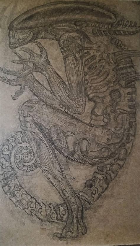 Xenomorph Reductive Wood Cut Print Making Project Fan Art Rfanart