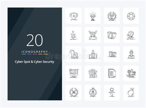 20 Cyber Spot And Cyber Security Outline Icon For Presentation Stock