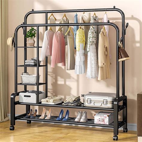 Bnfu Perchero Para Ropa Perchero De Doble Barra Rack Para Ropa De