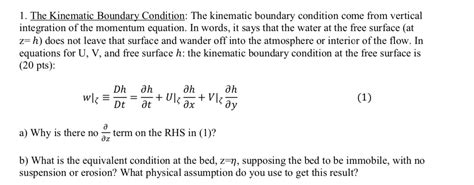 1 The Kinematic Boundary Condition The Kinematic