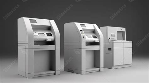 무료 클리핑 경로가 포함된 Atm 및 신용 직불 카드의 렌더링된 3d 이미지 Ppt 배경 Slidesdocs