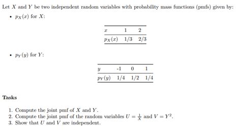 Solved Let X ﻿and Y ﻿be Two Independent Random Variables