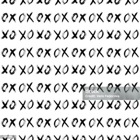 흰색 바탕에 원활한 패턴 여 자가입니다 포옹 하 고 키스 약어 기호 그런 지 손 브러시 Xo 글자를 작성입니다 벡터 발렌타인 카드 포장 섬유에 대 한 서식 파일을 편집 하