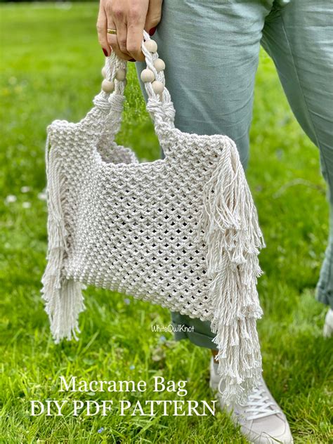 PDF Pattern Macrame Bag DIY Macrame Boho Purse Handbag Etsy