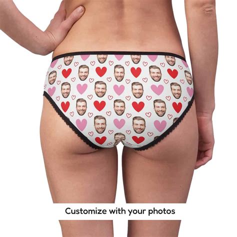 Red Heart Panties With Your Photos And Pink Heart Pattern