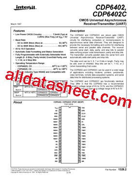 Cdp6402e Datasheetpdf Intersil Corporation