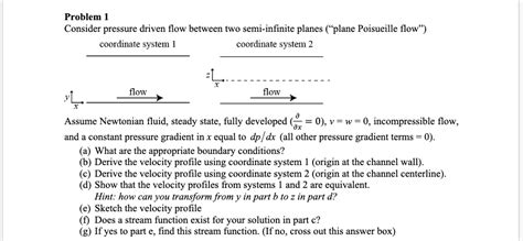 Solved Problem 1 Consider Pressure Driven Flow Between Two Semi