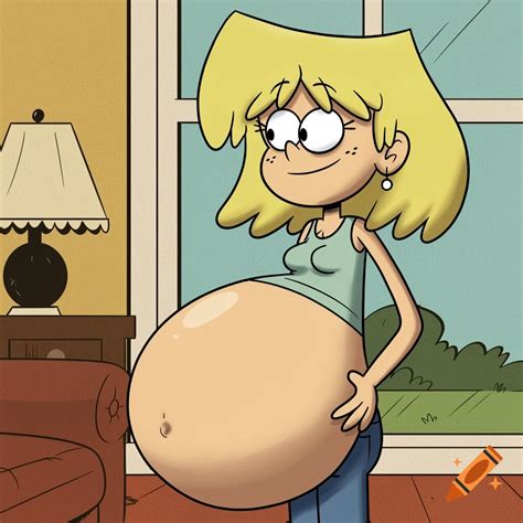 Cartoon Image Of Lori Loud From The Loud House With A Large Pregnant