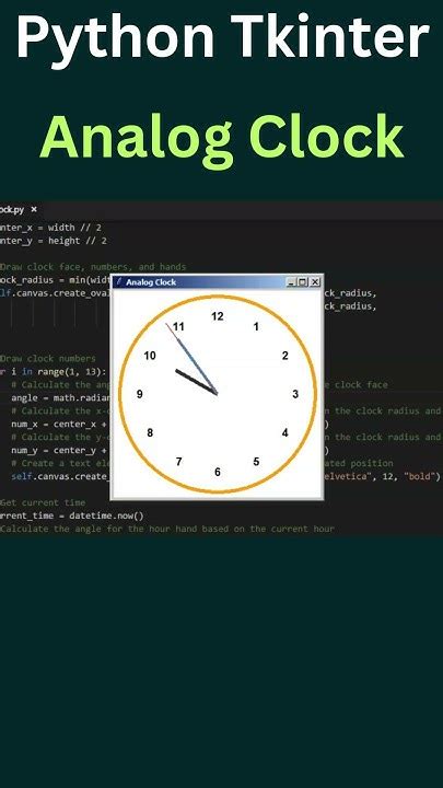 python analog clock python coding code coder programming analog clock time design