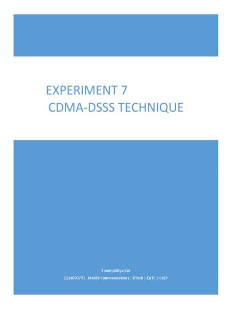 Experiment 7 Dsss Technique For Cdma Pdf Physical Layer Protocols