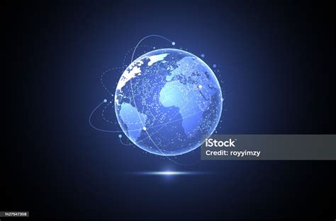 글로벌 네트워크 연결 글로벌 비즈니스의 세계지도 지점 및 라인 구성 개념 벡터 일러스트레이션 3차원 형태에 대한 스톡 벡터 아트