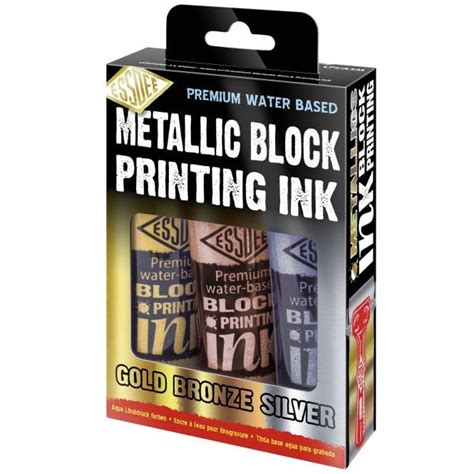 Essdee Premium Waterbased Block Printing Inks 3 Metallic Colours Art Supplies From Crafty Arts Uk