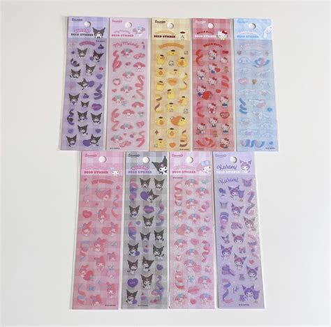 정품 3장 가격 산리오 헬로키티 마이멜로디 쿠로미 시나모롤 폼폼푸린 오로라 컨페티 데코 스티커 칼선 다꾸 탑꾸 스티커 에이블리