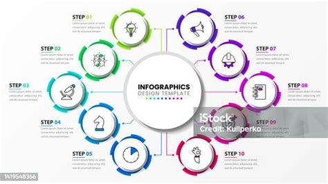 인포그래픽 템플릿 중앙에 연결된 아이콘이있는 10 개의 기어 10에 대한 스톡 벡터 아트 및 기타 이미지 10 원형 인포그래픽 Istock