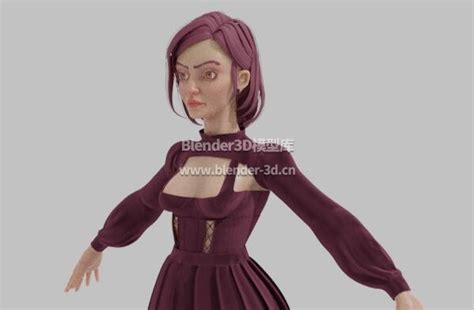 Blender 卡通pbr Rig女性舞者3d模型素材资源免费下载 Blender3d模型库