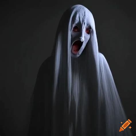 Image Of A Female Ghost With White Eyes And Open Mouth On Craiyon