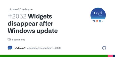 Widgets Disappear After Windows Update Issue Microsoft Devhome GitHub
