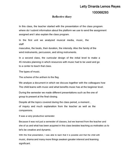 Final Reflective Diary Pdf