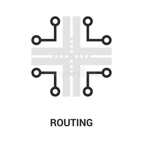 Routing Flat Line Icon Design Concept Stock Vector Illustration Of