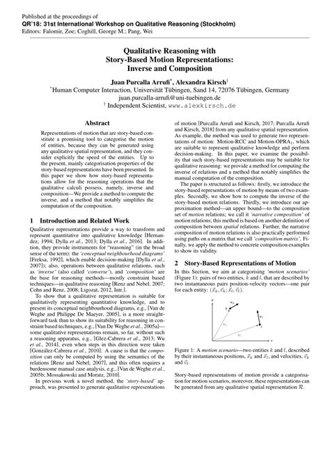 Pdf Qualitative Reasoning With Story Based Motion Representations Inverse And Composition