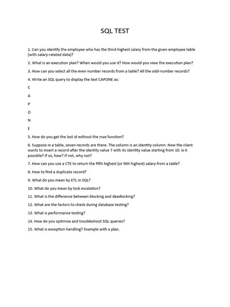 Sql Test Pdf Computers