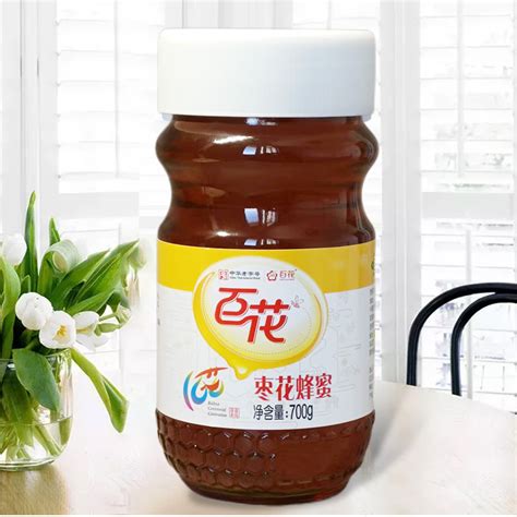 中华老字号百花牌枣花蜂蜜700克玻璃瓶装农家自产野生土蜂蜜美容 虎窝淘
