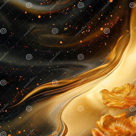 Liquid Golden And Black Fluid Black Fluid Simulation Oil On Water Stock Illustration