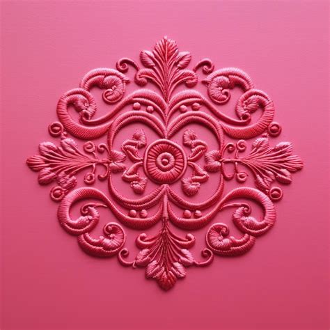 Premium Photo Illustration Of A One Colour Simple Red Embroidery On A Pink Background