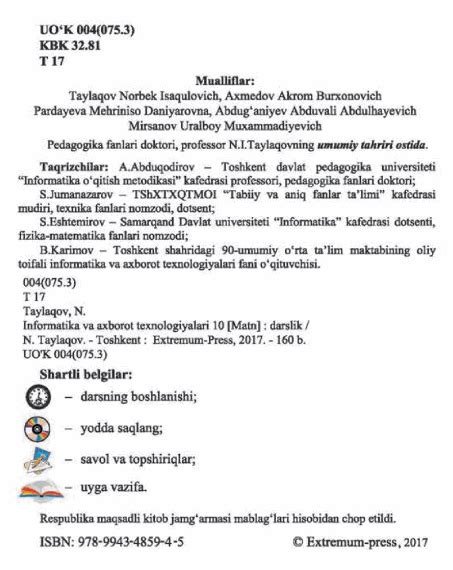 10 Chi Sinf Informatika Fani Darsligi
