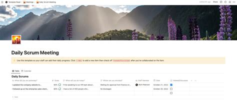 Notion Daily Scrum Meeting Template