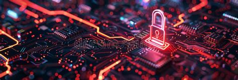 A Glowing Padlock Symbol Sits On A Circuit Board Representing Digital Security Data Protection