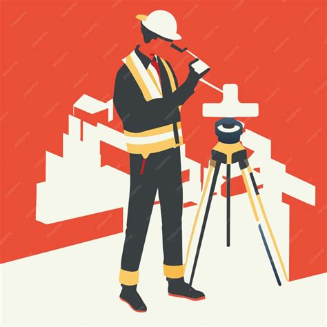 Premium Vector Person Using Total Station And Atl Map Text Vector