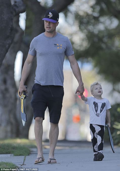 Josh Duhamel And Son Axl Brandish Cartoon Style Pirate Swords In Beverly Hills Daily Mail Online