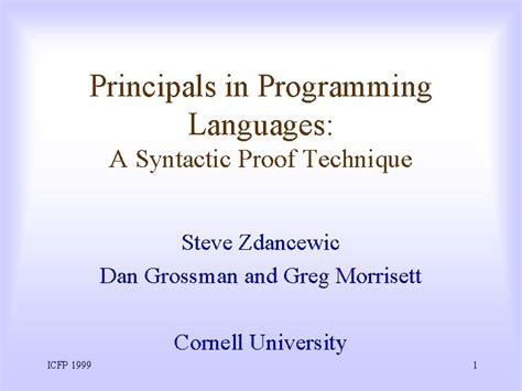 Principals In Programming Languages A Syntactic Proof Technique