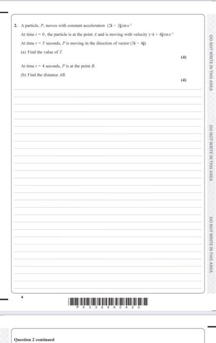 Solved 2 A Particle P Moves With Constant Acceleration