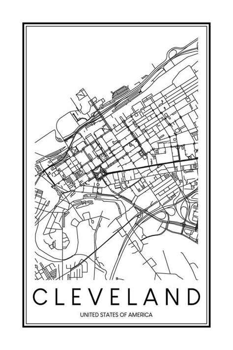 Printable Map Of Downtown Cleveland 510 Cleveland Ohio Map Stock