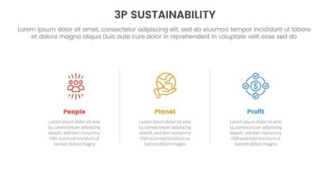 3p 지속가능성 트리플 ⁇ 라인 인포그래픽 3 포인트 스테이지 템플릿과 라인 분리 테이블과 슬라이드 프레젠테이션 ⁇ 터에 대한