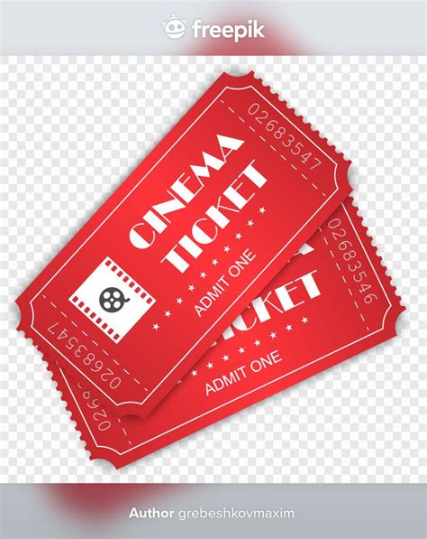 Билет в кино изолированные на прозрачном фоне Премиум векторы Кино Билет Приглашение