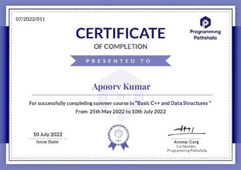 Apoorv Kumar On Linkedin Cplusplus Dsa Programming Certificate