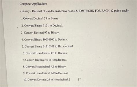 Solved Computer Applications • Binary Decimal