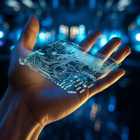 Finger Touching Electronic Circuit Board Technology And Innovation Concept Stock Illustration