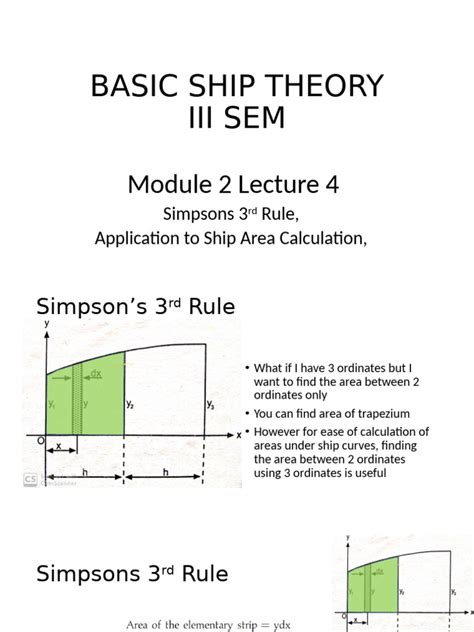 Bst Semiii 2024 Module 2 Lecture 4 Ppt Simpsons 3rd Rule Application To Ship Calculation Pdf